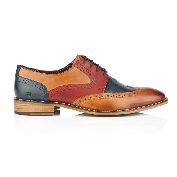 London Brogue Gatsby Brogue Tan/Navy Men's Shoes | London Brogue ...
