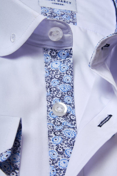 Marc Darcy Benson White Penny Collar Shirt With Collar Bar | Marc Darcy ...